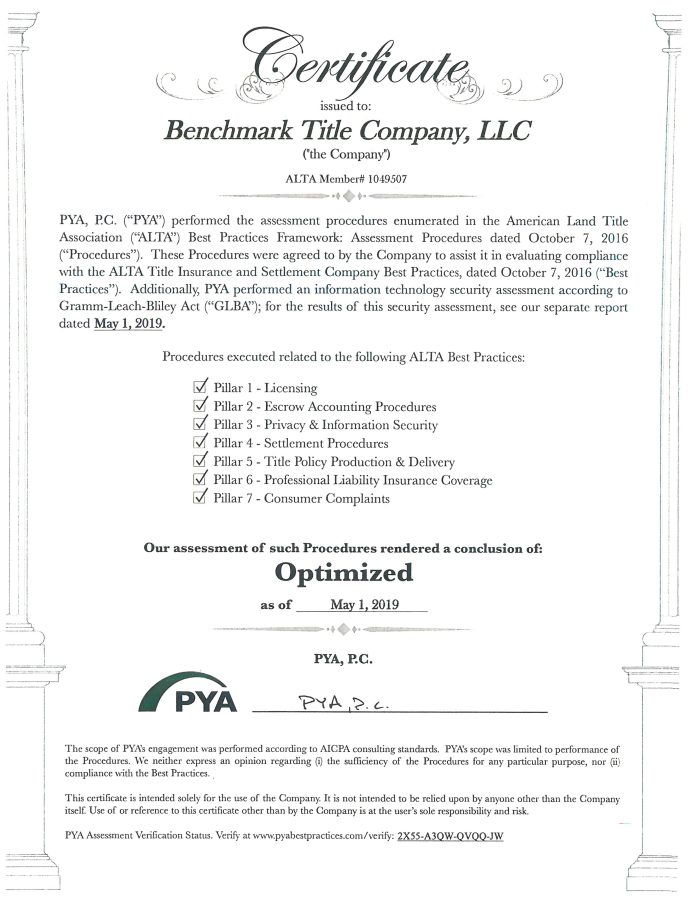 Benchmark Title, a division of Fidelity National Title Company LLC ...